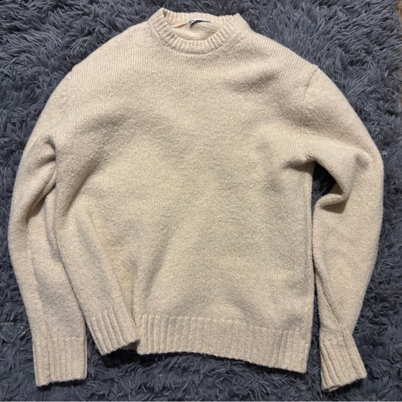 Zara | Sweaters | Zara Cream Crew Neck Sweater | Poshmark